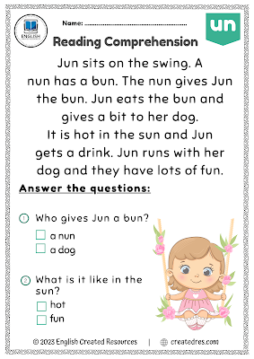 Word Family Reading Comprehension Part 2 English Created Resources